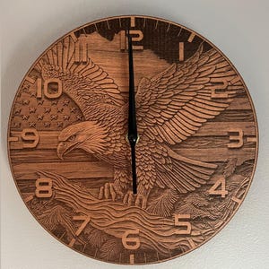 Bald Eagle Laser Engraved Clock - Etsy