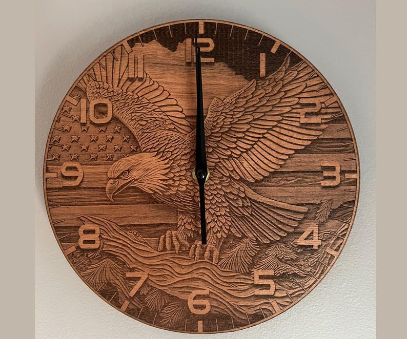 Bald Eagle Laser Engraved Clock - Etsy