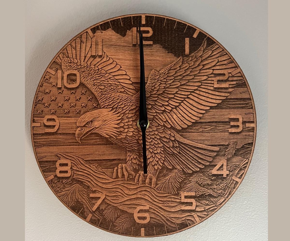 Bald Eagle Laser Engraved Clock - Etsy