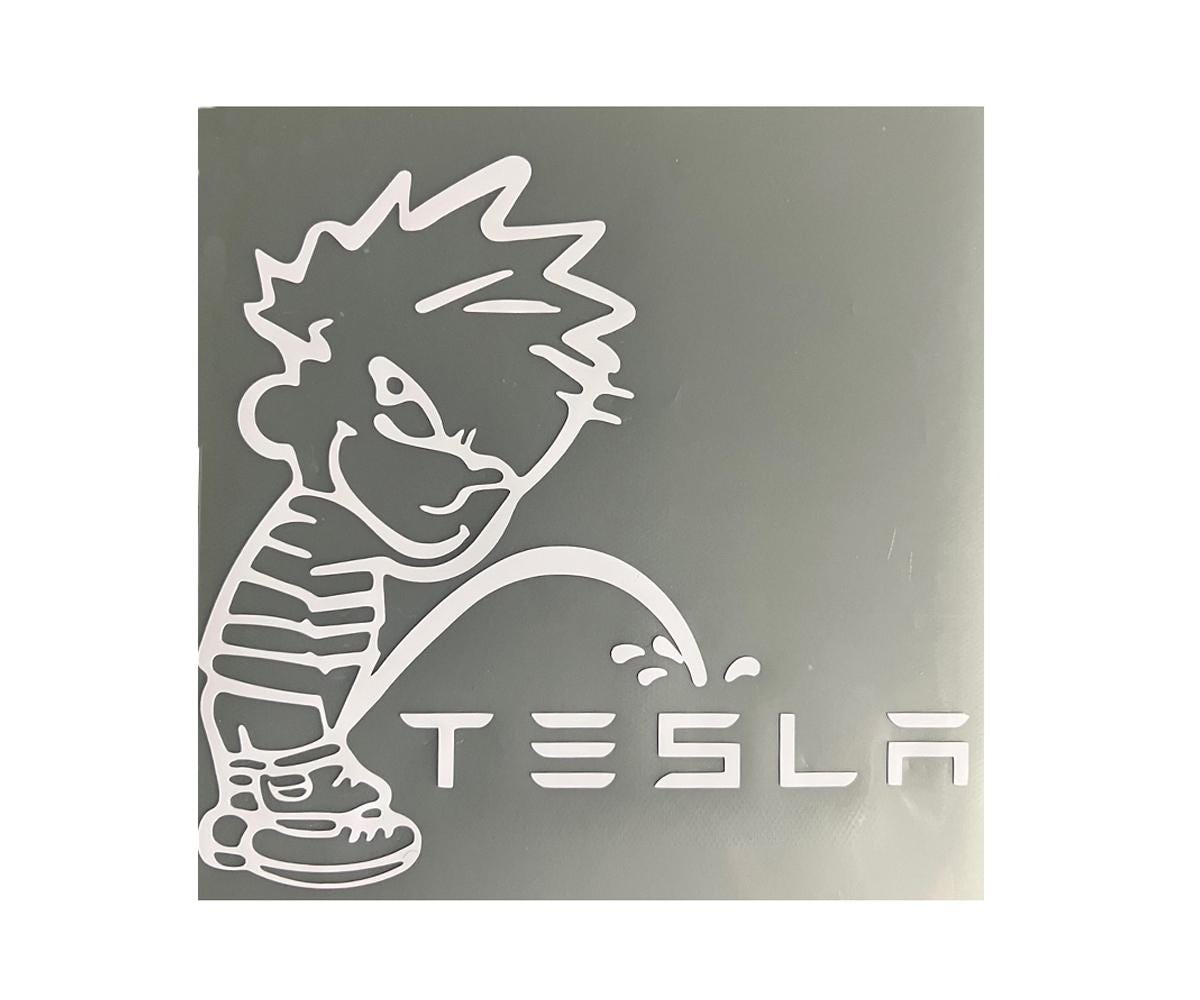 Calvin Peeing Boy Peeing Tesla - Personalized Car Decal - Etsy