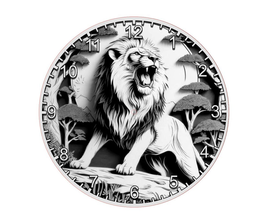 Lion Clock Laser Engraved - Etsy