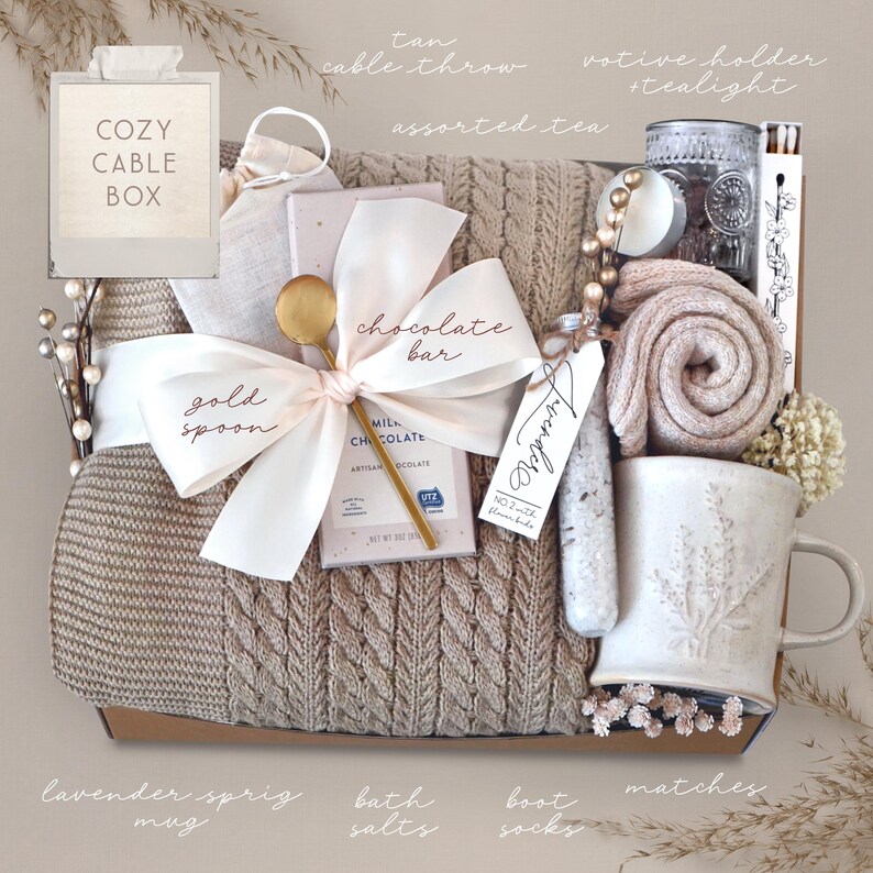 Classy Gift Box for Women, Cozy Gift Box With Blanket, Spa Gift Basket ...