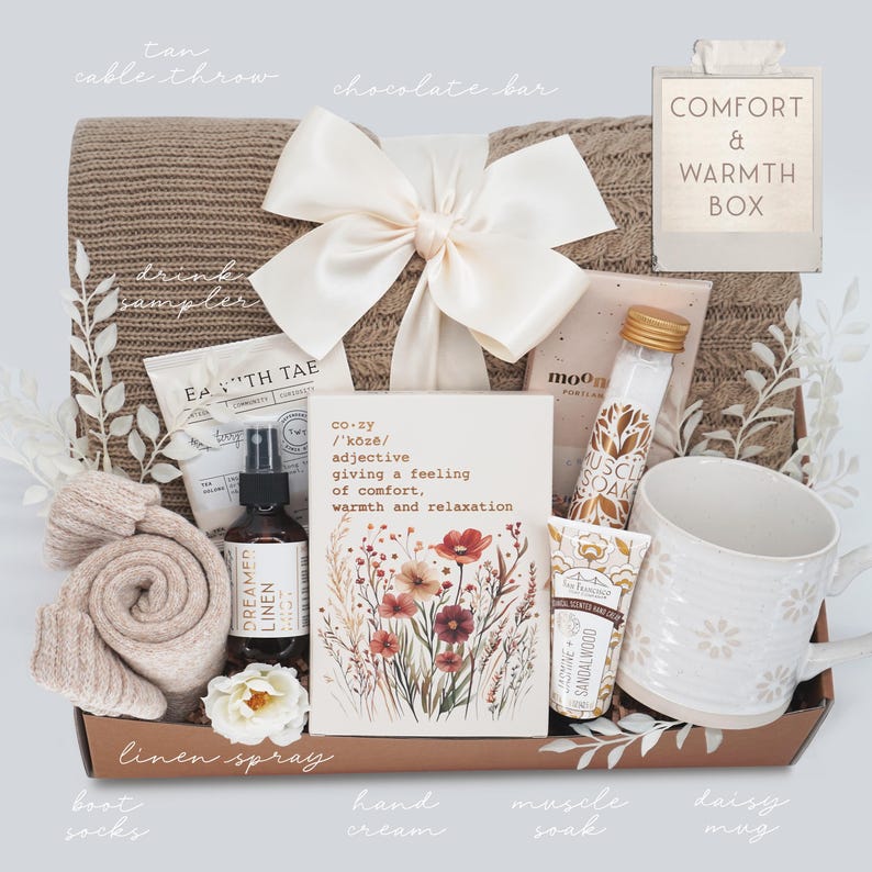 Classy Gift Box for Women, Cozy Gift Box With Blanket, Spa Gift Basket ...