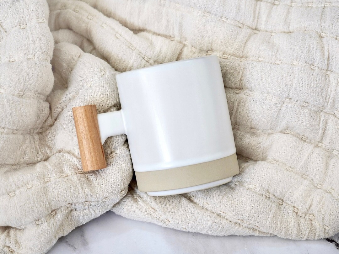 Japanese Style Ceramic Mug With Wooden Handle, Log Handle, 12oz Mug ...