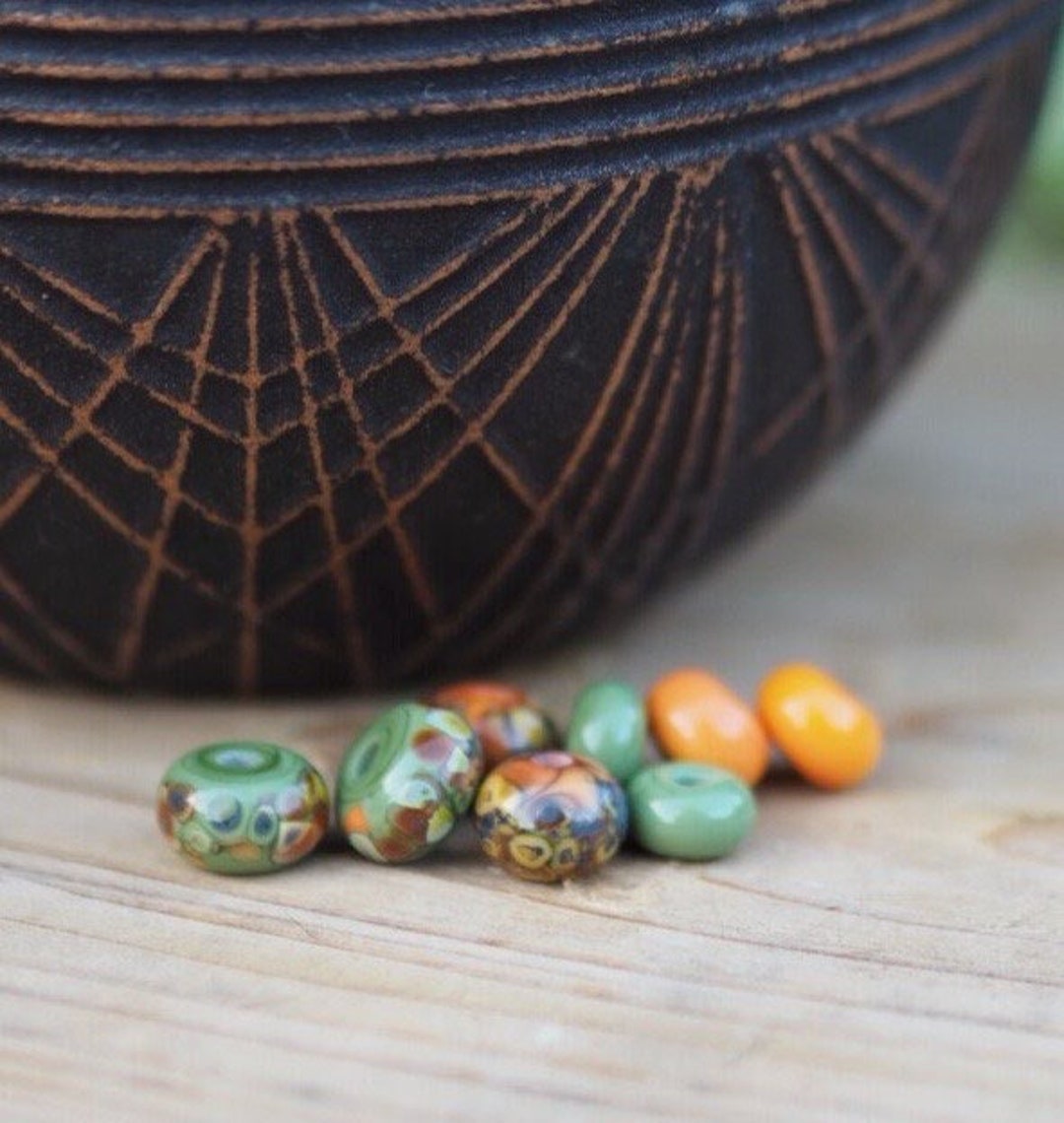 Autumn Fall Spacer Bead Set, Lampwork Handmade Beads, Small Bead Set ...