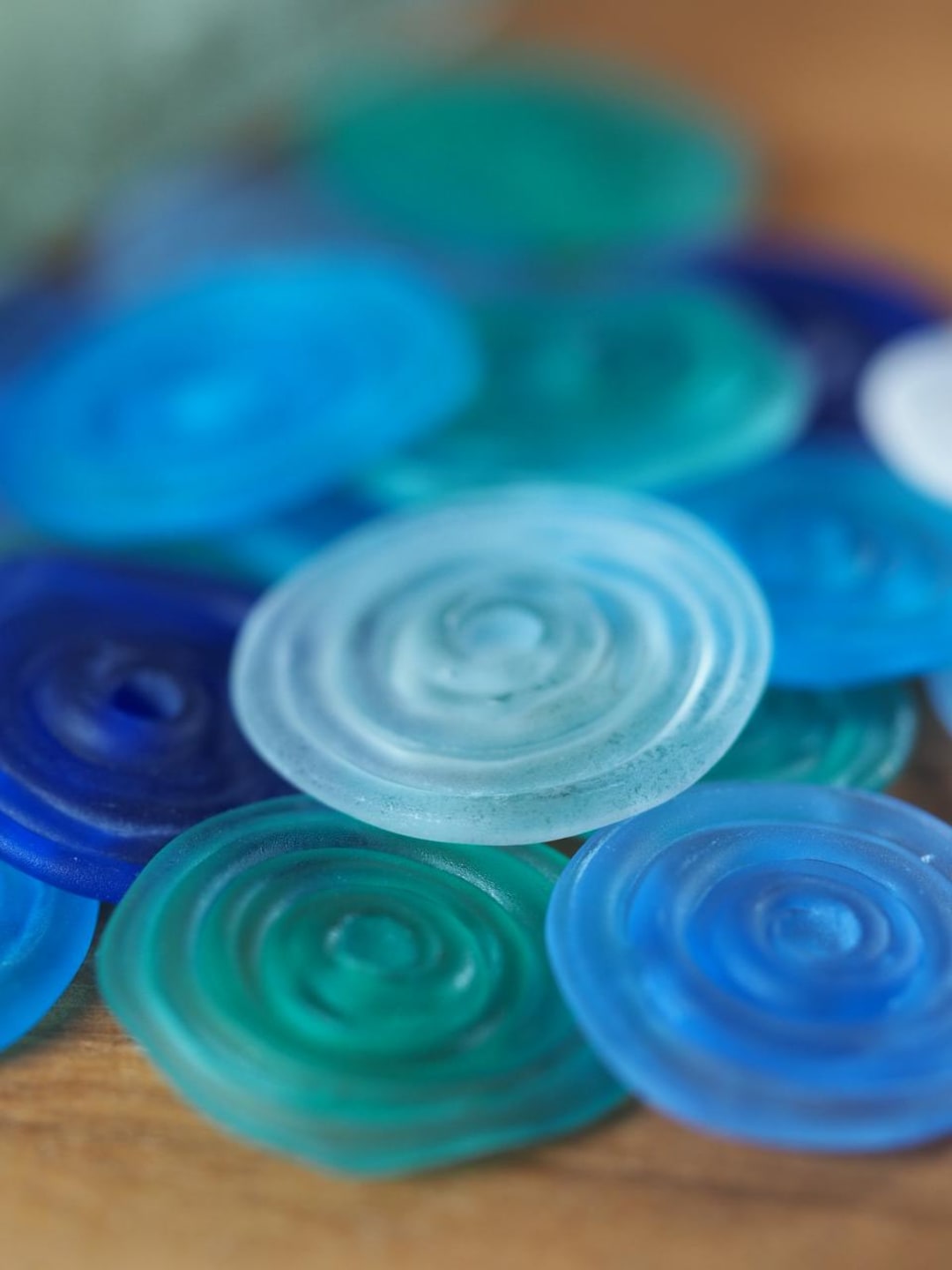 Frosted Sea Glass Inspired Disc Beads - Icy Glass Beads - Handmade Bead ...