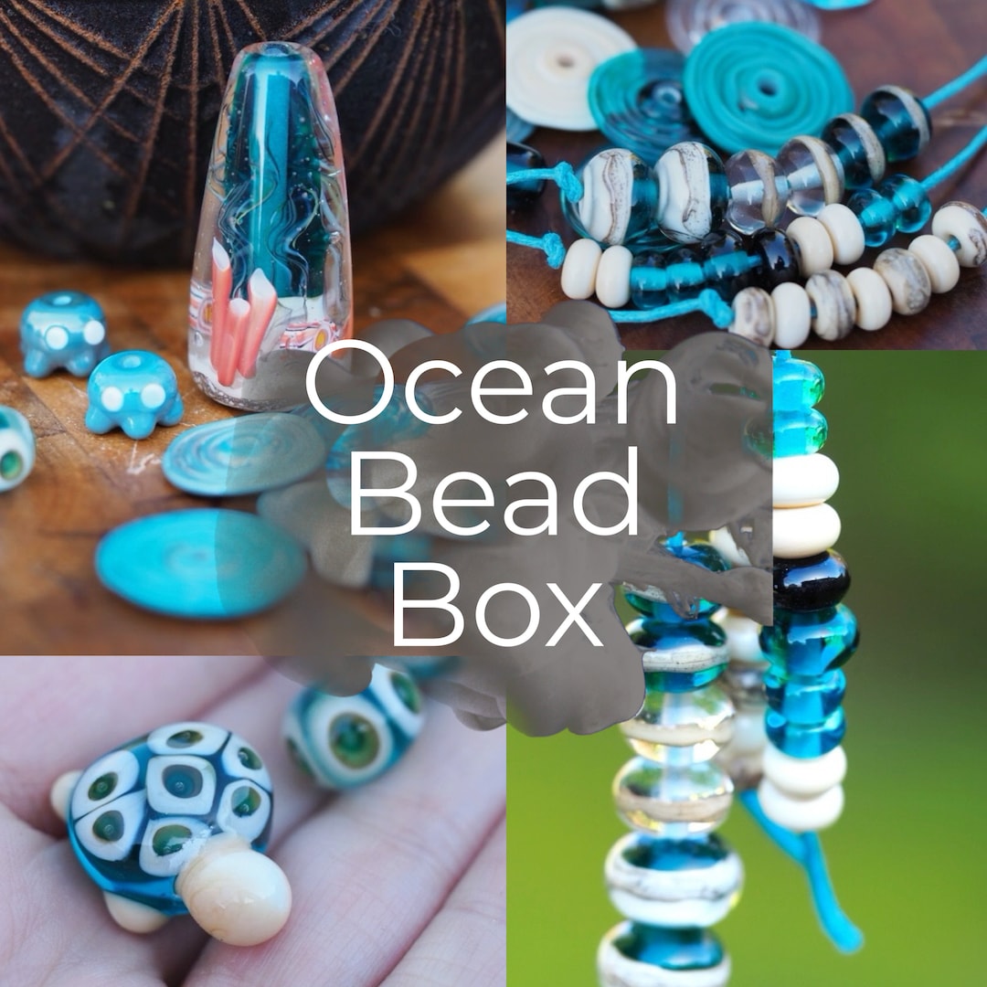 Ocean Lampwork Bead Box - Seasonal Box - Handmade Ocean Beads - Beads for Jewelery Making ...