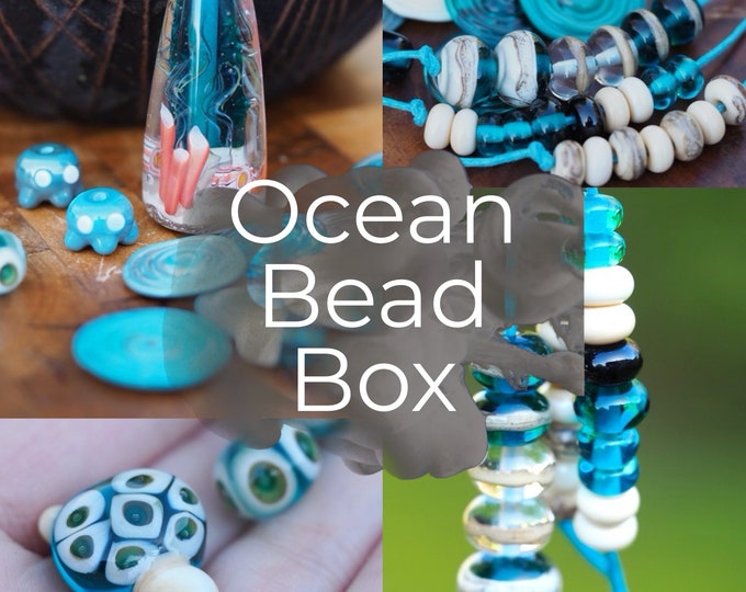 Ocean Lampwork Bead Box - Seasonal Box - Handmade Ocean Beads - Beads ...