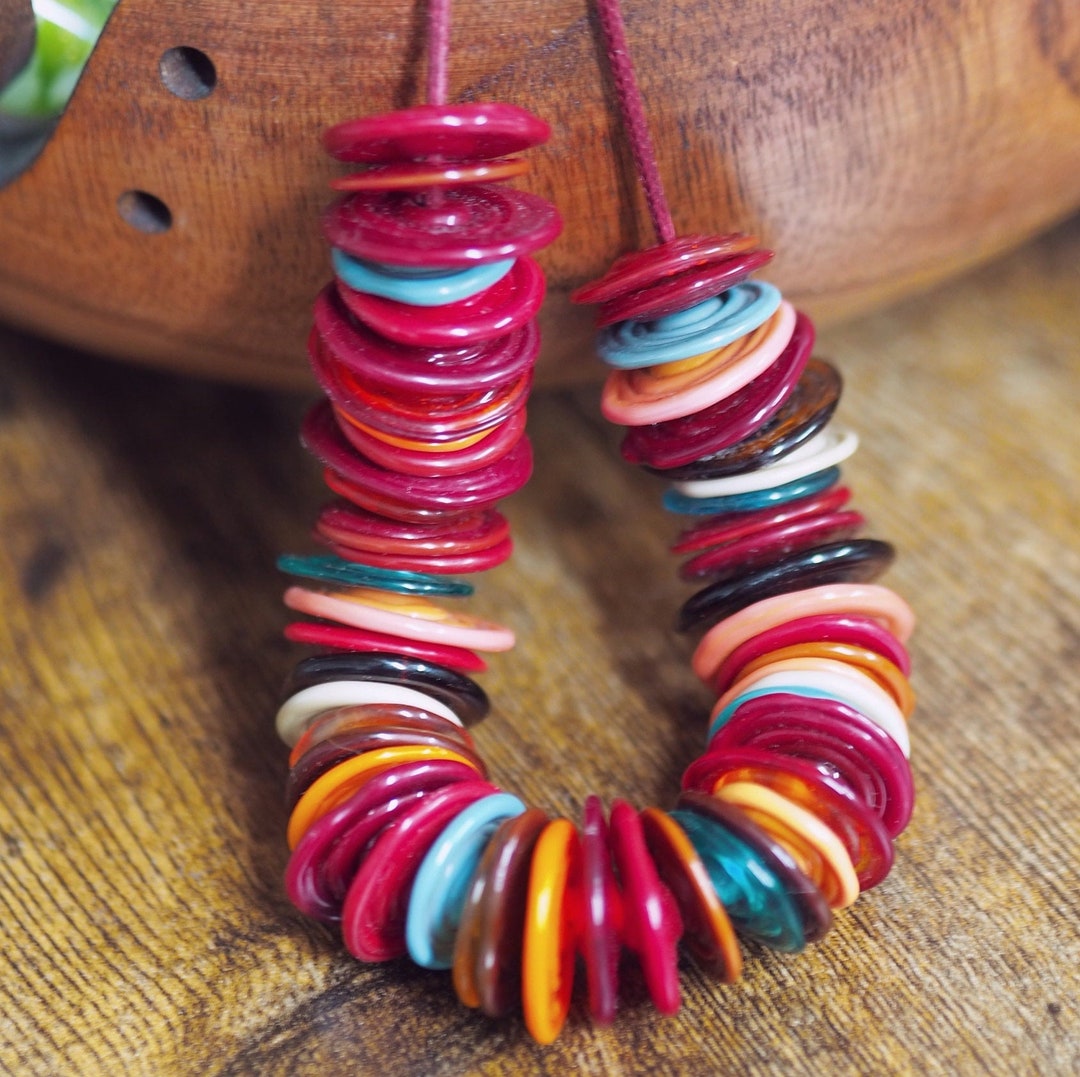 Lampwork Disc Beads - Glass Beads - Handmade Bead Set - Disc Bead Set ...