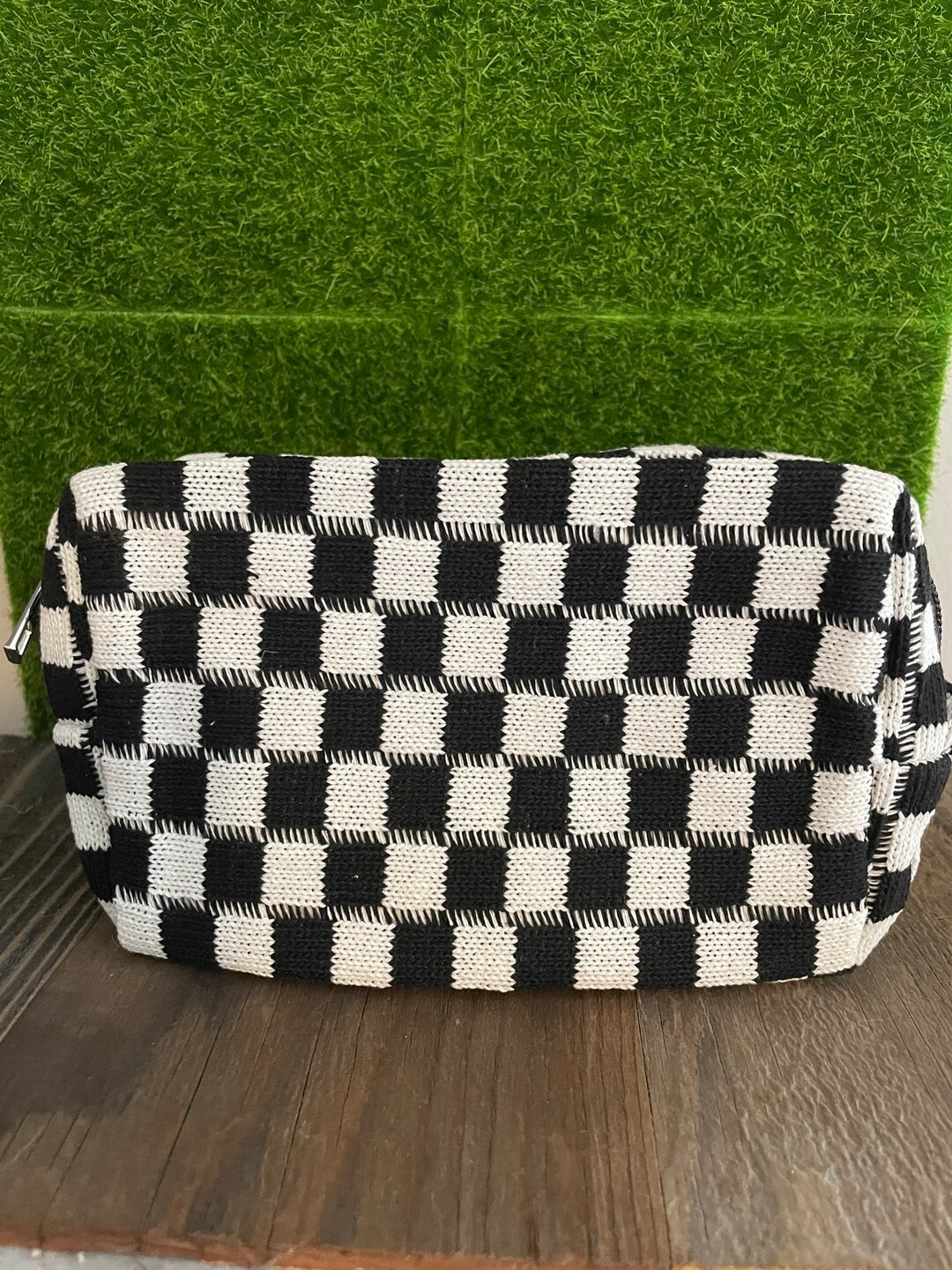 Checkered Print Makeup Bag - Etsy