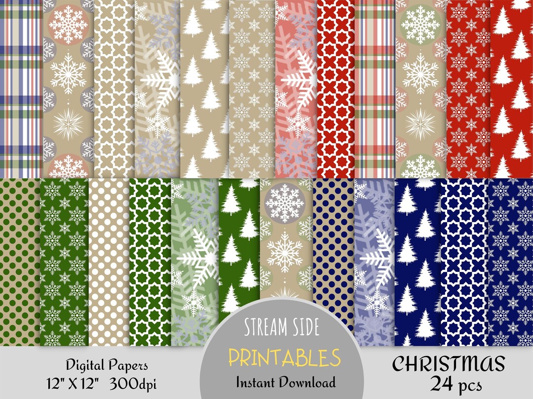 Christmas Digital Background Papers Holiday Scrapbook Paper - Etsy