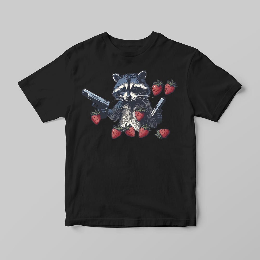 Strawberry Jams but My Glock Don't Raccoon T-shirt, Trash Panda Funny ...