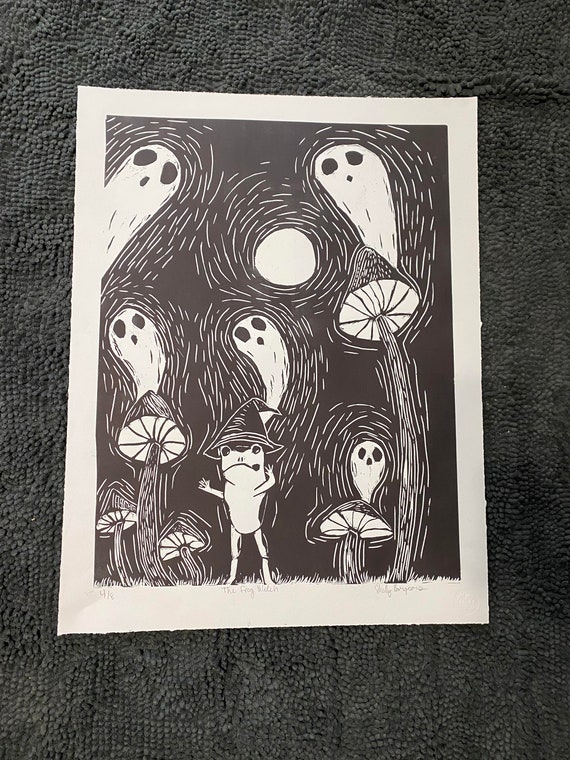 The Frog Witch Linocut Print 4/8 - Etsy