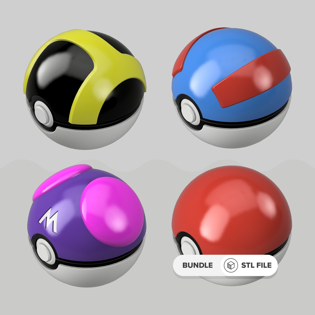 Pacote Pokéball STL de Pokémon com interior detalhado Arquivo STL para ...