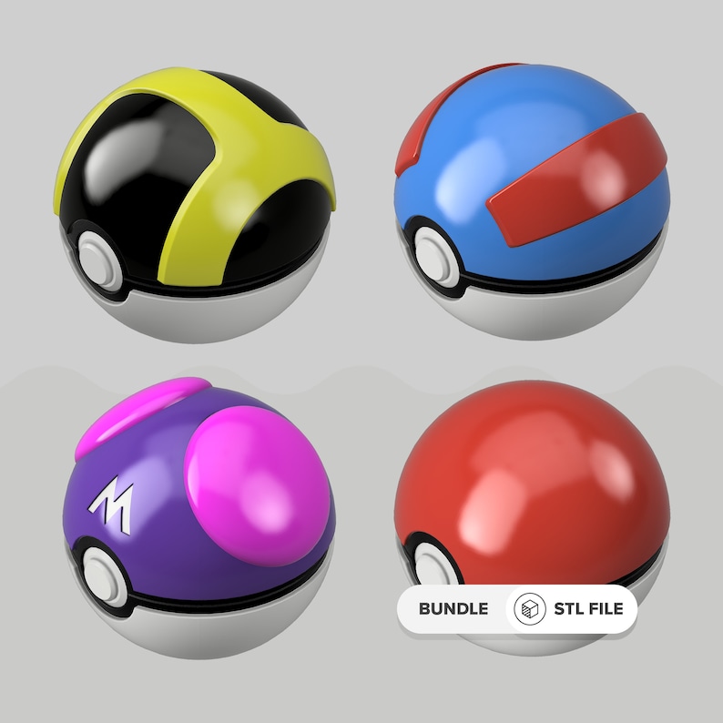 Pokéball STL Bundle From Pokémon With Detailed Interior | STL File for ...