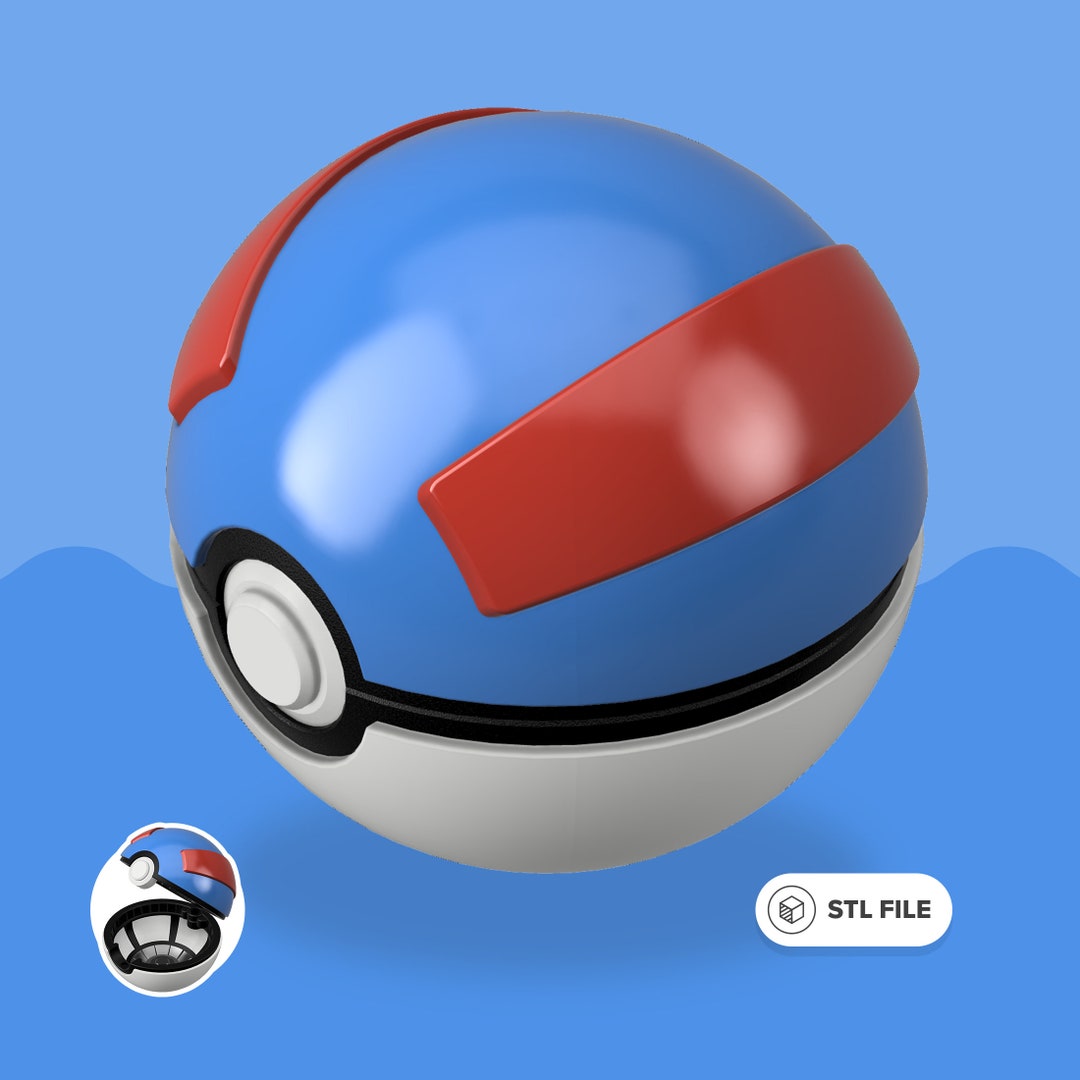 Great Ball Pokéball STL From Pokémon With Detailed Interior | STL File ...