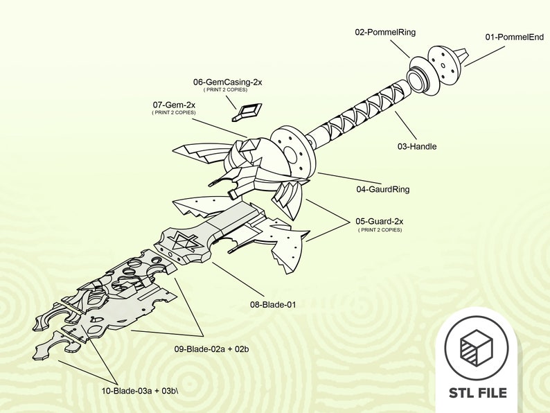 Decayed Master Sword STL File for 3D Printing Legend of Zelda Tears of ...