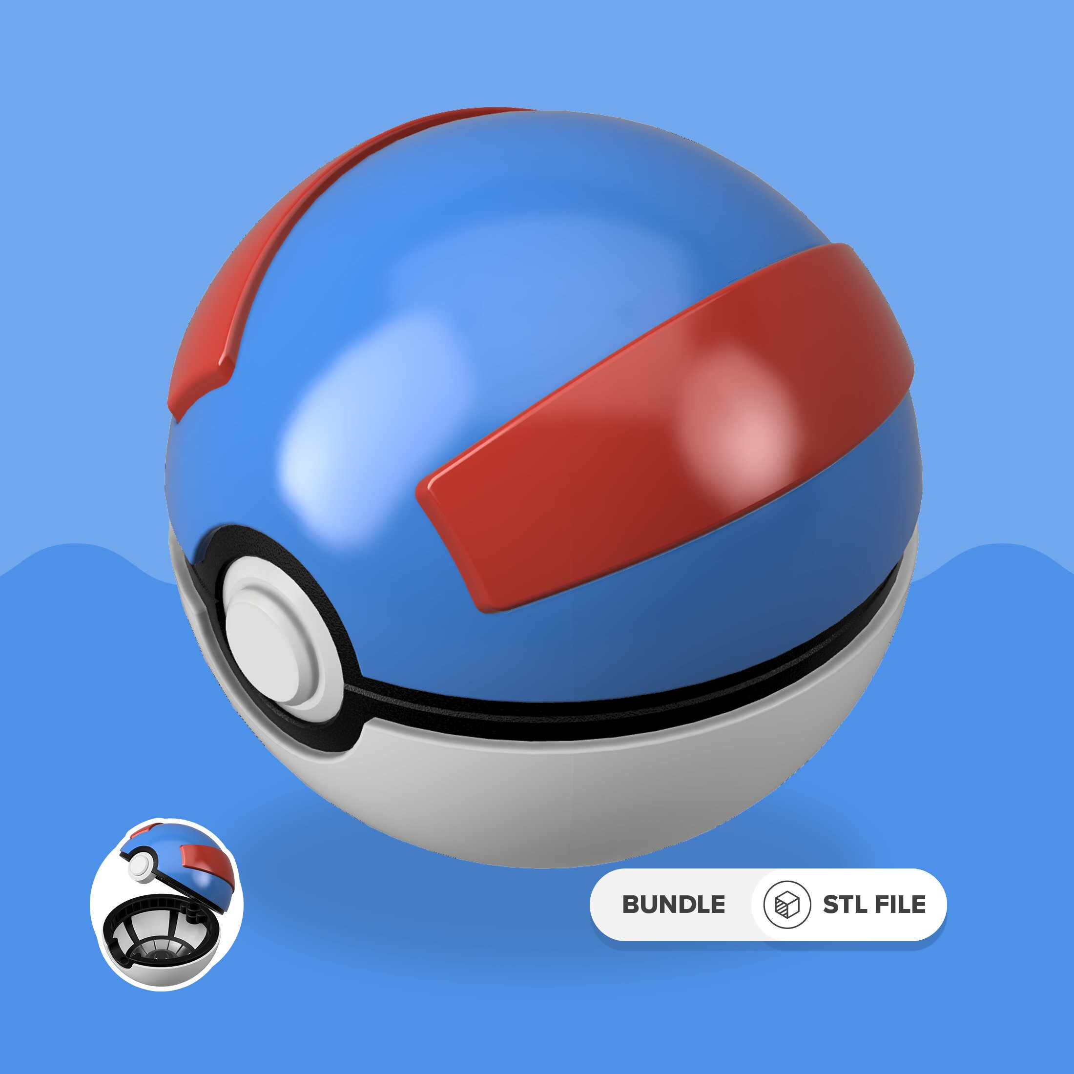Pokéball STL Bundle From Pokémon With Detailed Interior | STL File for ...