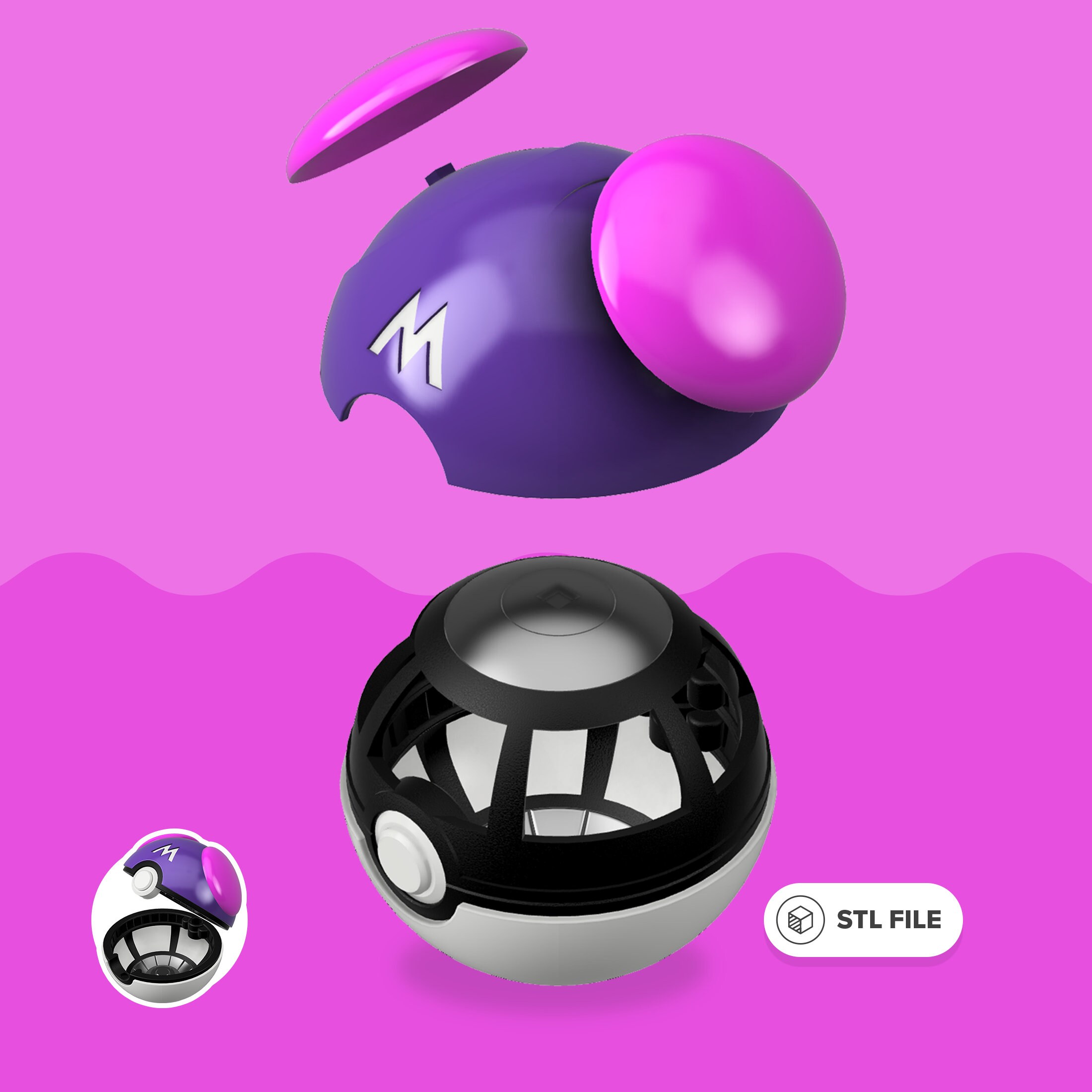 Master Ball Pokéball STL From Pokémon With Detailed Interior | STL File ...