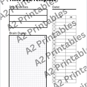 Time Box Template, Time Block Template, Printable PDF - Etsy