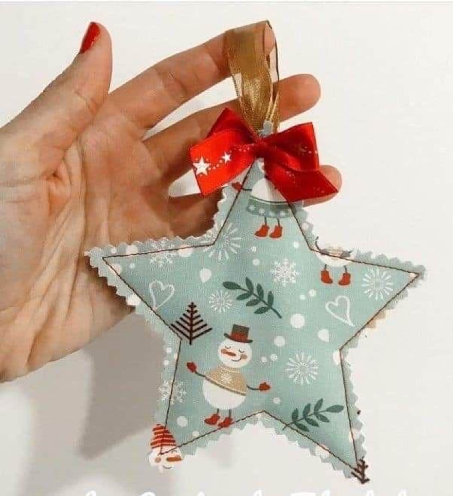 Handmade Christmas Ornament Star | Hand Sewn Fabric Tree Decoration ...