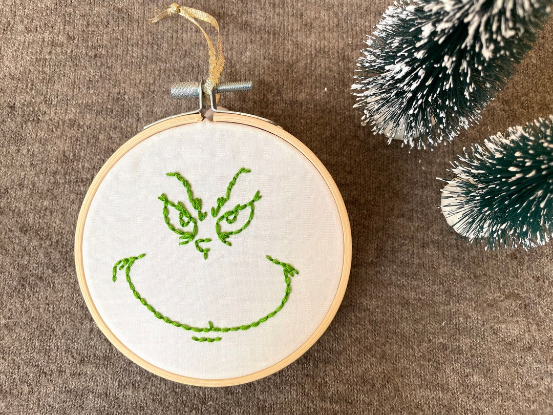 The Grinch Embroidered Ornament - Etsy