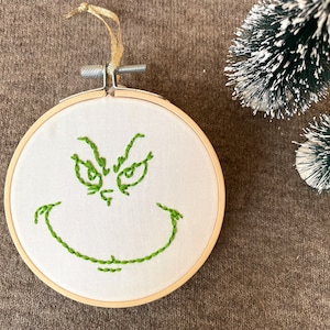 The Grinch Embroidered Ornament - Etsy