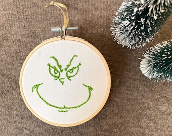 Grinch Ornament Machine Embroidered - Etsy