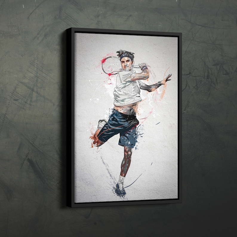 Roger Federer Poster Tennis Framed Wall Art Home Decor Canvas - Etsy