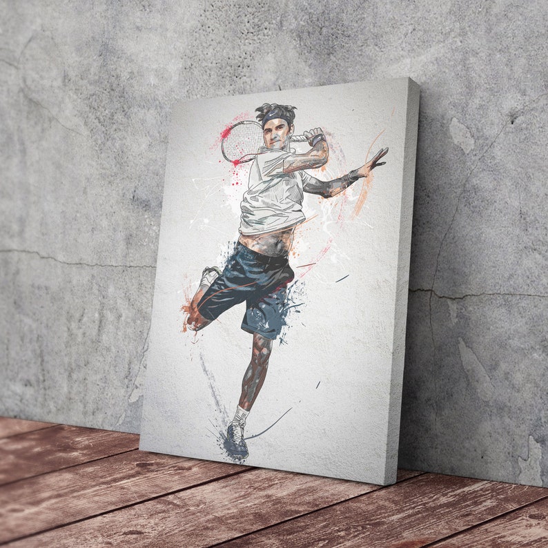 Roger Federer Poster Tennis Framed Wall Art Home Decor Canvas - Etsy