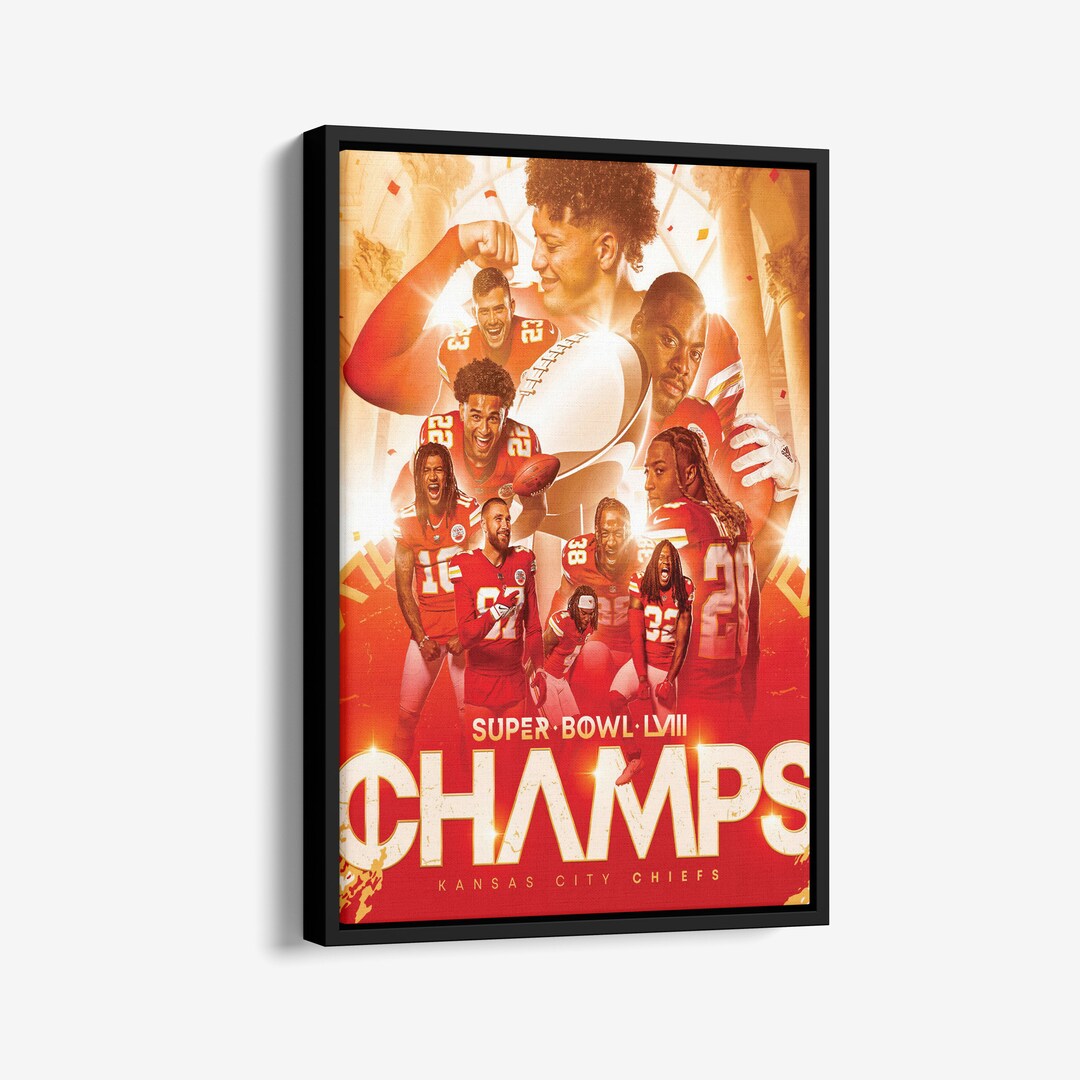 Kansas City Chiefs Super Bowl LVIII Champions Canvas Wall Art Framed ...