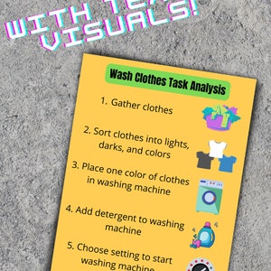 ABA Task Analysis, Wash Clothes Task Analysis, Teaching Skills, Daily ...