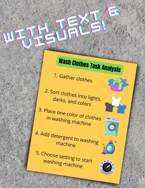 ABA Task Analysis Wash Clothes Task Analysis Teaching | Etsy