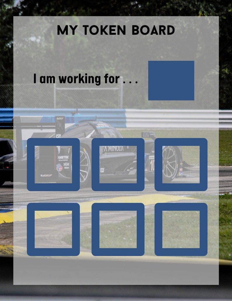 Token Board, Race Car Token Board, ABA, Applied Behavior Analysis ...