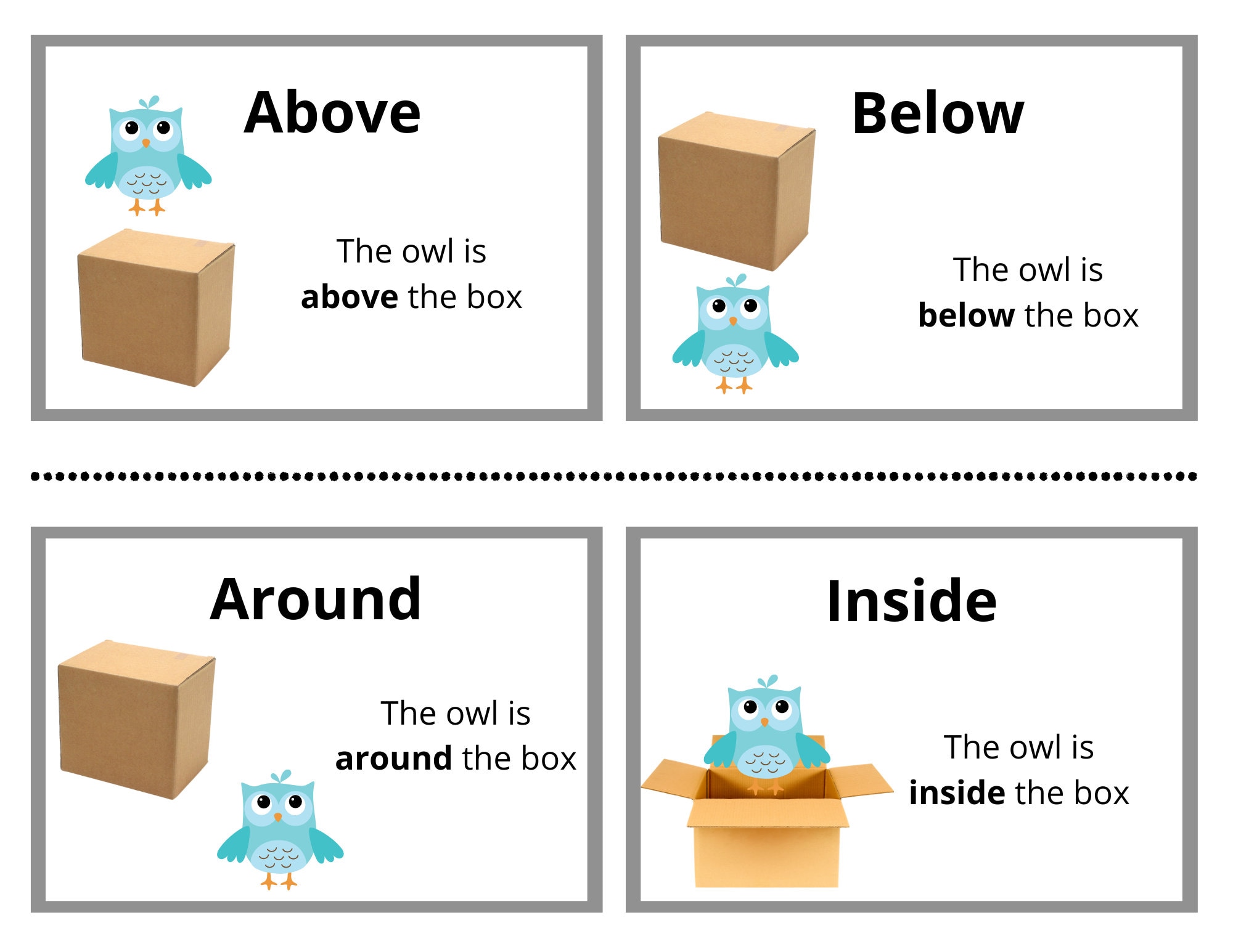 Preposition Flash Cards, Flash Cards, Learn Prepositions, Teach ...