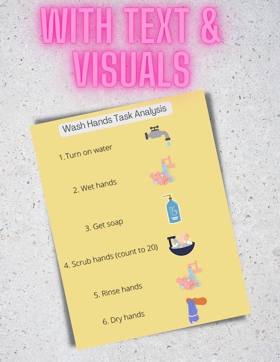 ABA Task Analysis Wash Hands Task Analysis Teaching Skills | Etsy