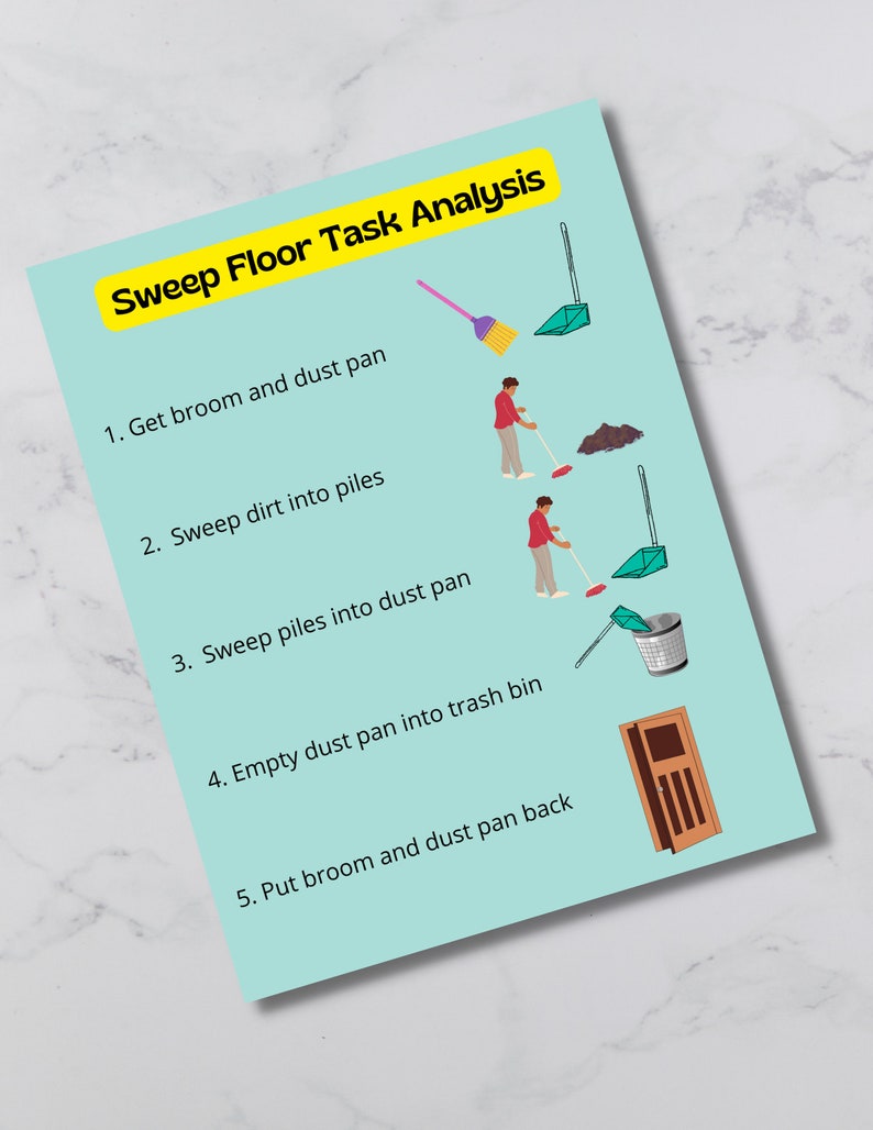 ABA Task Analysis, Sweep Floor Task Analysis, Teaching Skills, Daily ...