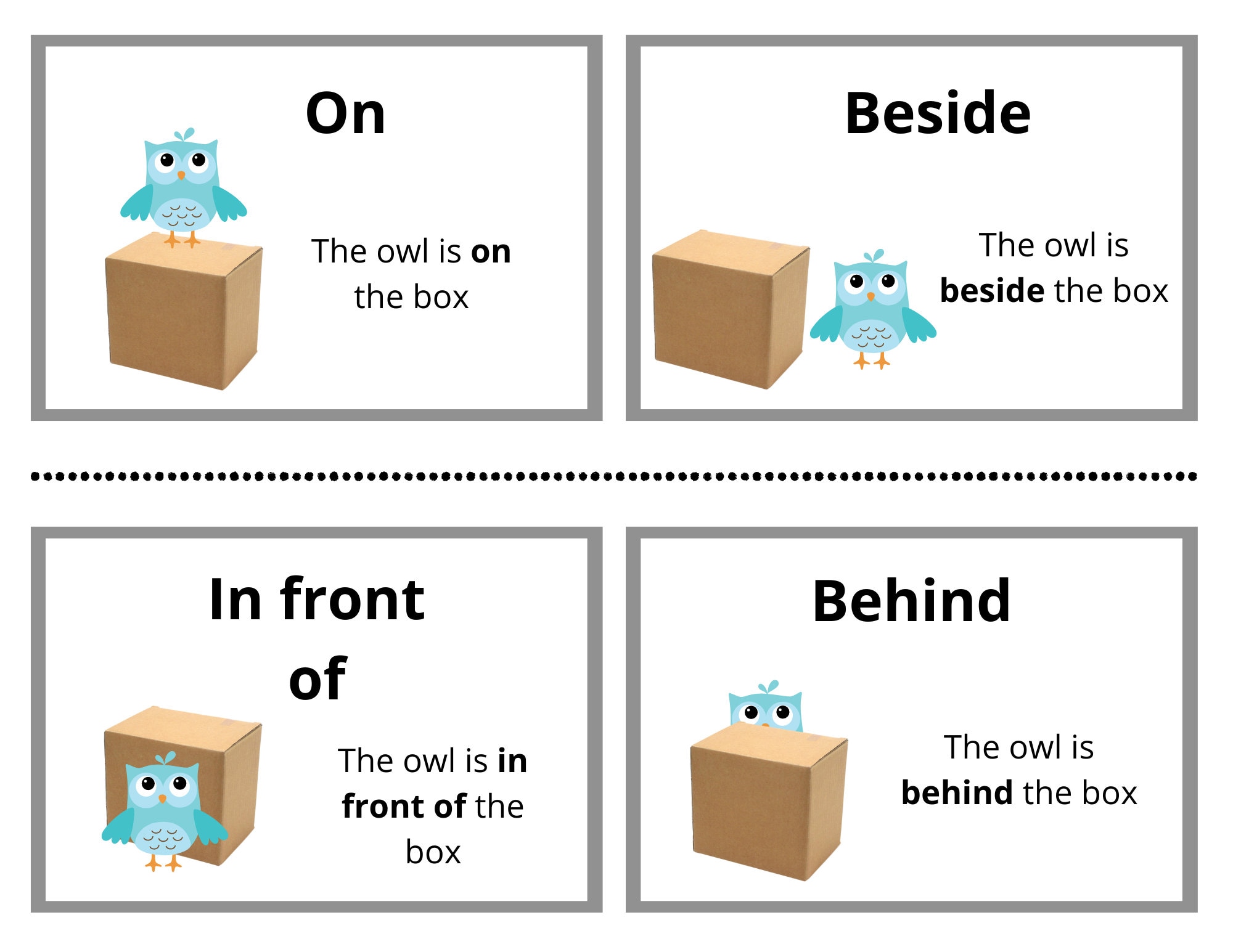Preposition Flash Cards, Flash Cards, Learn Prepositions, Teach ...
