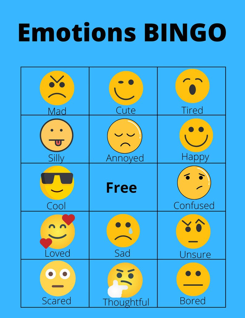BINGO, Emotions BINGO Game, ABA Games, Learning Emotions, Emotion ...