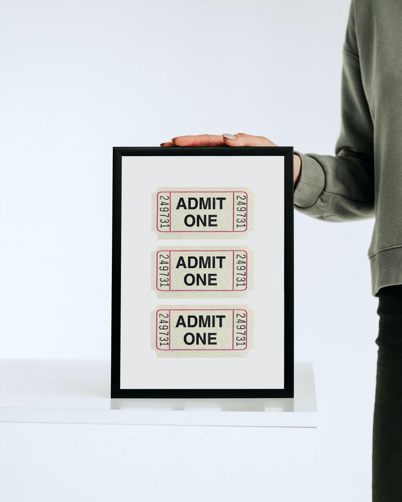 Admit One Printable, Fair Ticket Art, Aesthetic Trendy Art, Monochrome ...