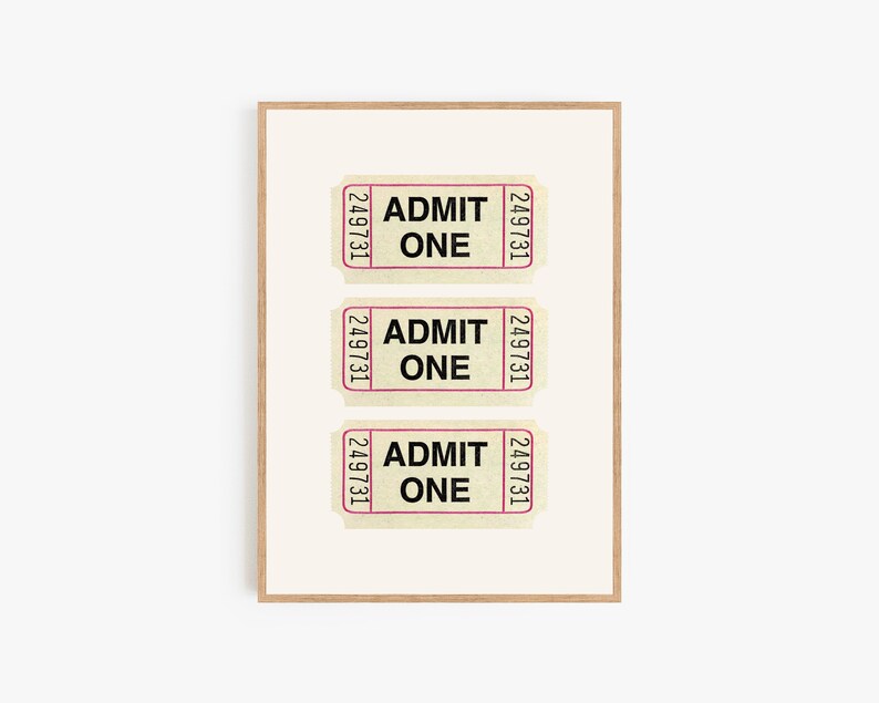 Admit One Printable, Fair Ticket Art, Aesthetic Trendy Art, Monochrome ...