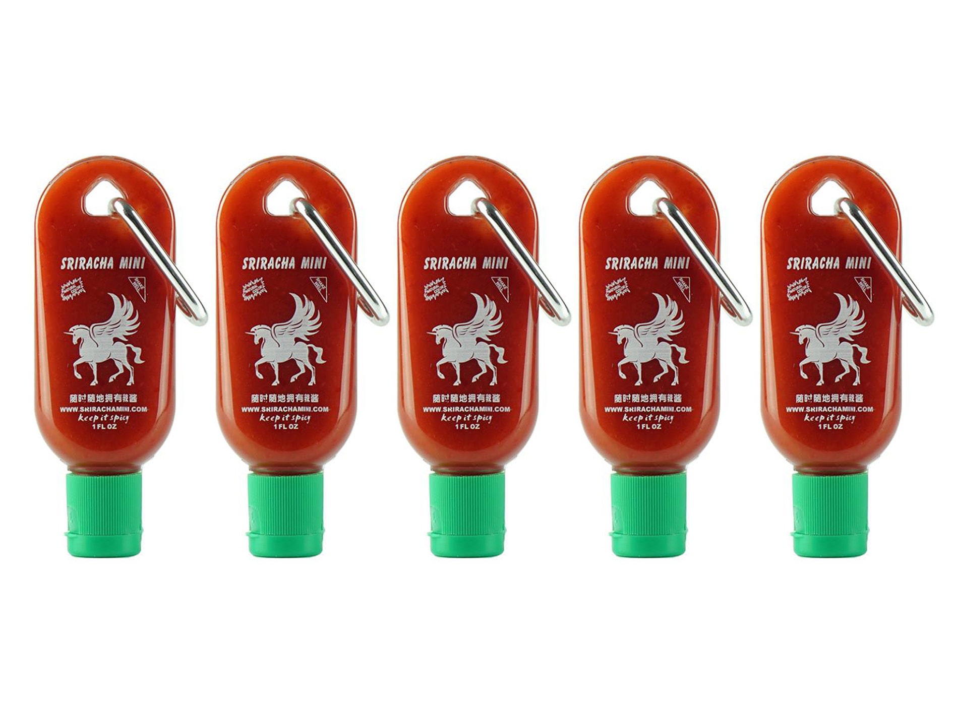 Sriracha Mini Hot Sauce Keychain Bottle 5-pack, 1oz (sauce Not Included ...