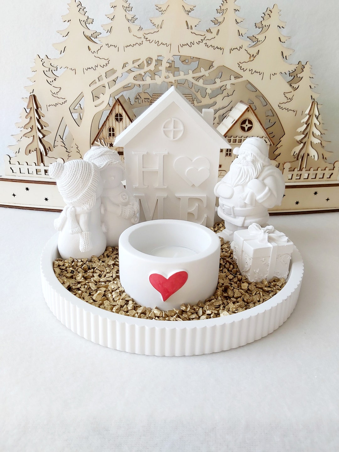 Ceramic Gift Set, Decorated Advent Plate, Modern Christmas Decoration ...