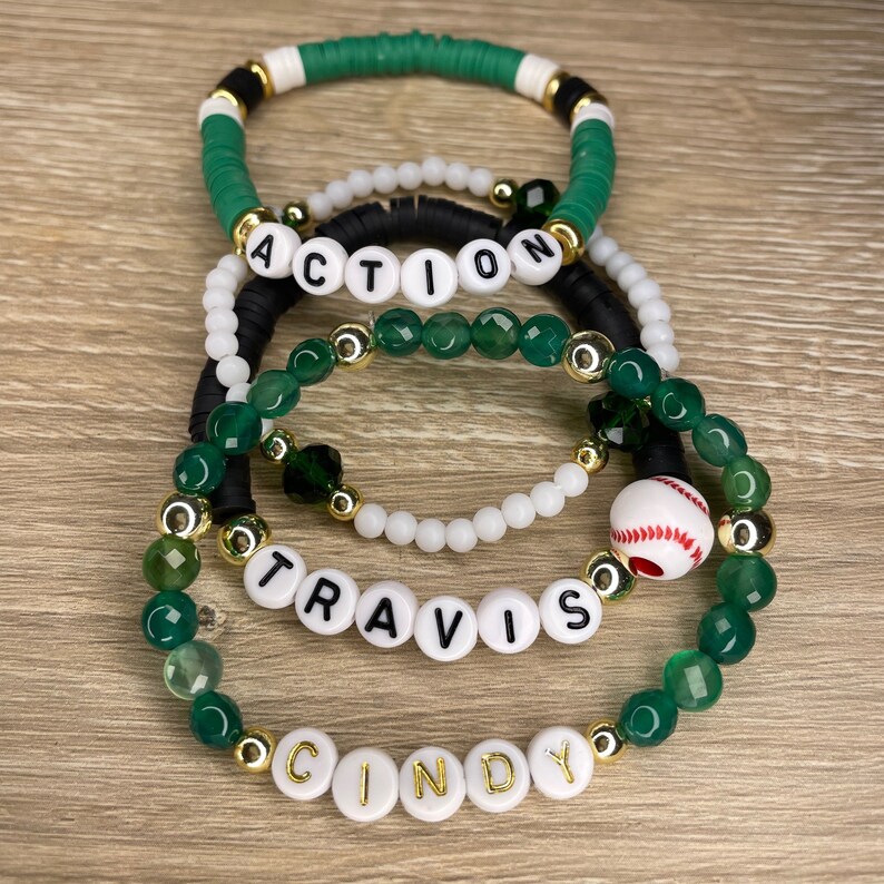 Baseball Bracelet Personalized Name Bracelet Beaded - Etsy