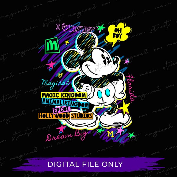 Mickey Mouse Neon Png - Etsy