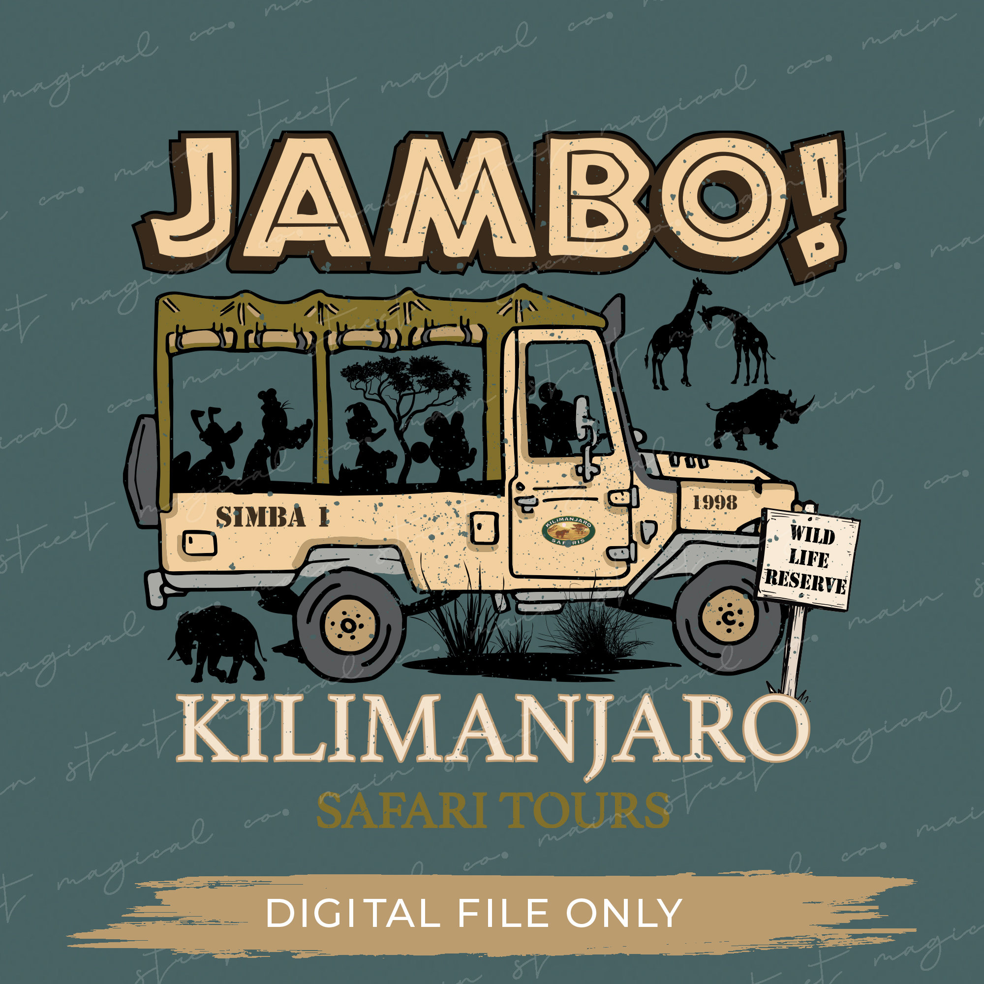 Jambo Safari Mickey and Friends Png Kilamanjaro Safari WDW - Etsy