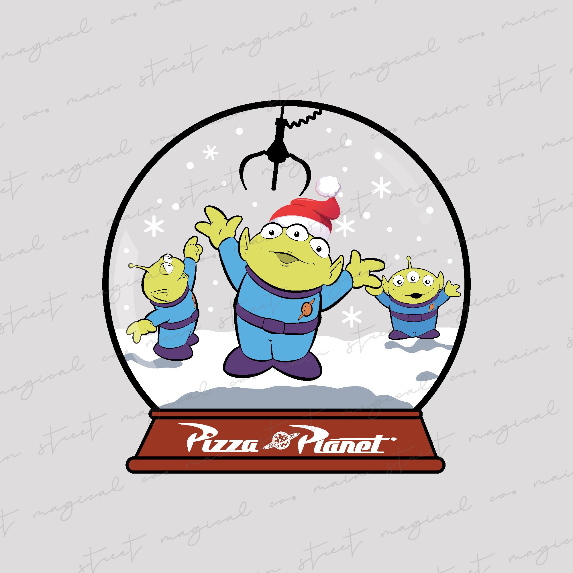 Alien Snow Globe Png - Christmas Pizza Planet - WDW Shirt - Magical ...