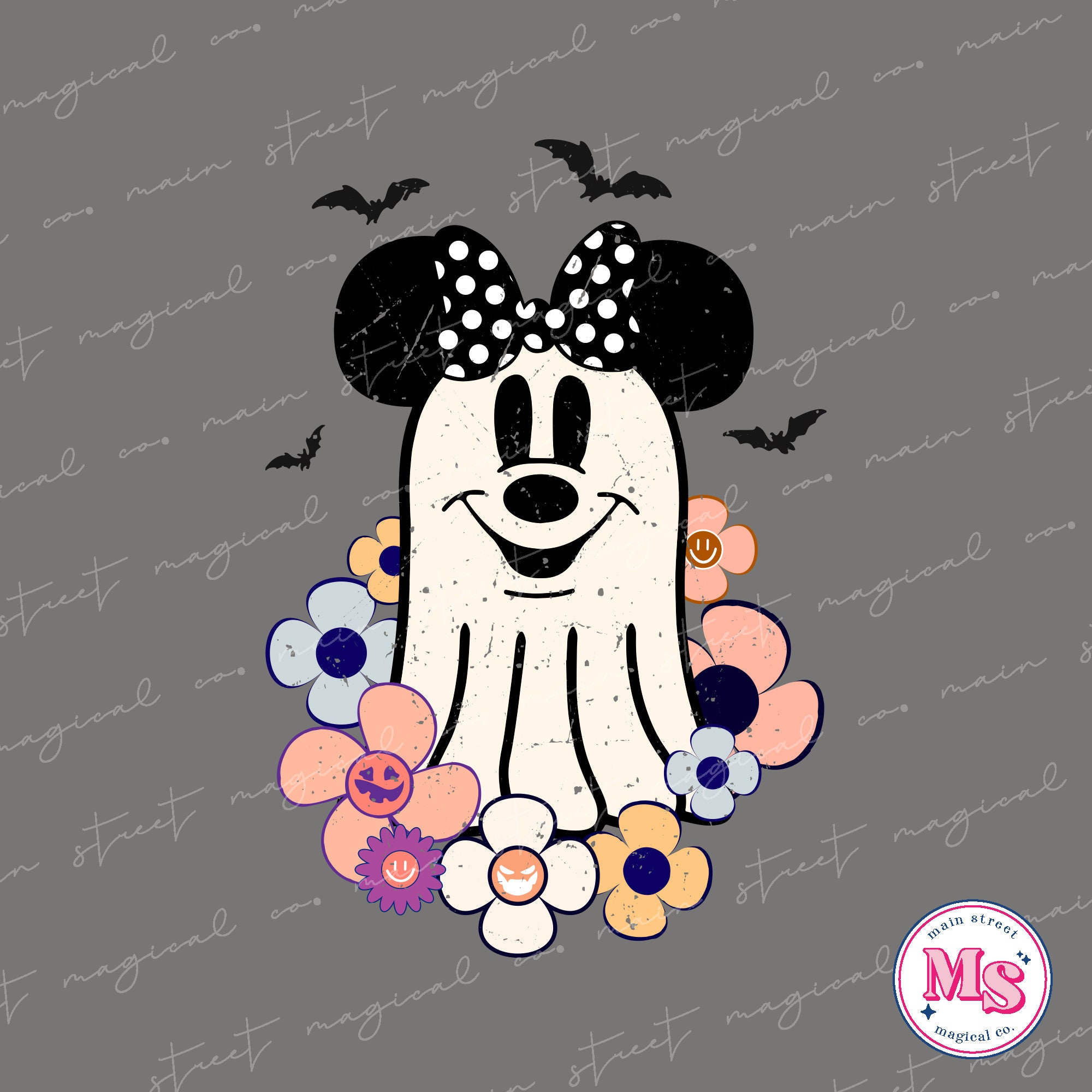 Minnie Floral Ghost Png Retro Mickey Ghost 70's - Etsy