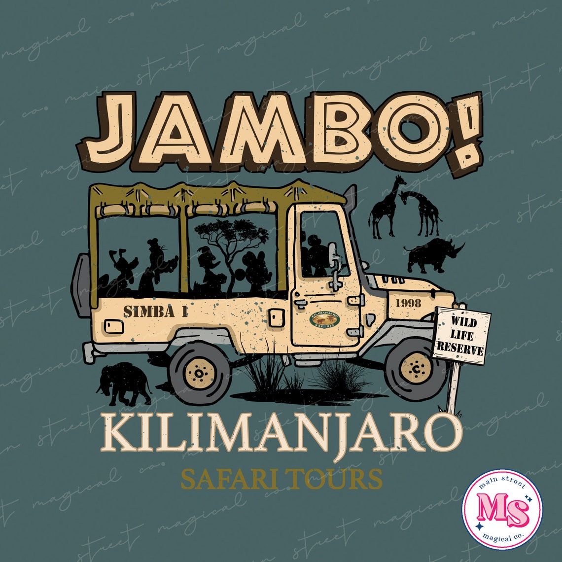 Jambo Safari Mickey and Friends Png Kilamanjaro Safari WDW - Etsy