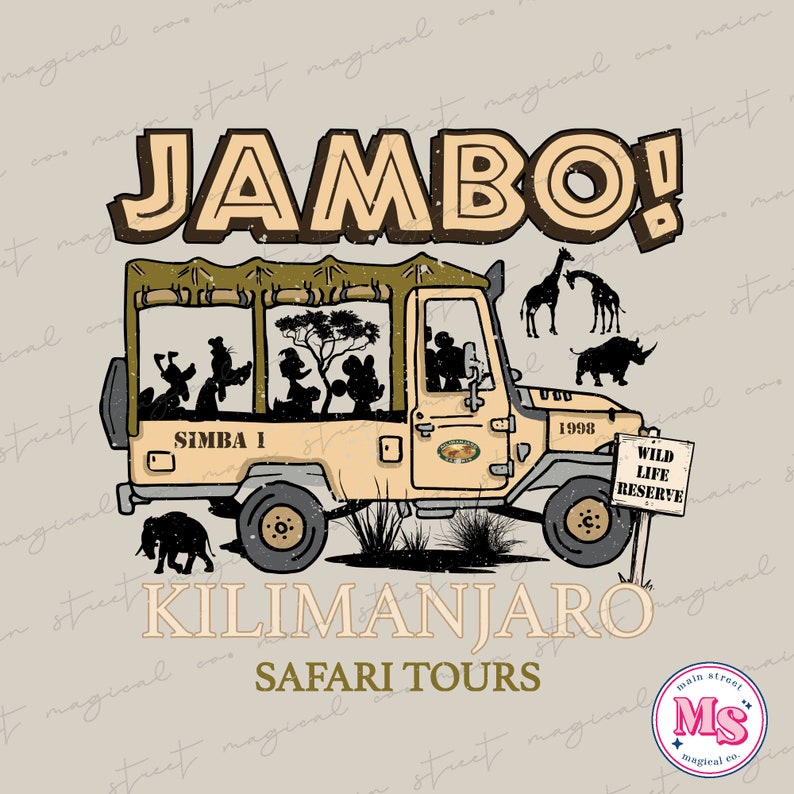 Jambo Safari Mickey and Friends Png - Kilamanjaro Safari -WDW Shirt ...
